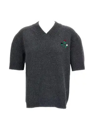 Marni V-neck Sweater With Floral Embroidery