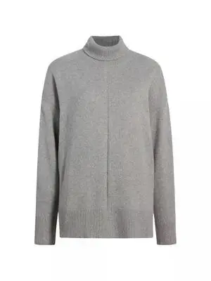 Another Tomorrow Heather Front Seam Turtleneck Sweater - Grey