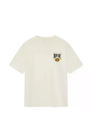 Rhude Logo-print Cotton T-shirt - Neutrals