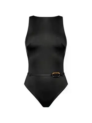 MARYAN MEHLHORN Sleeveless Belted Swimsuit - Black