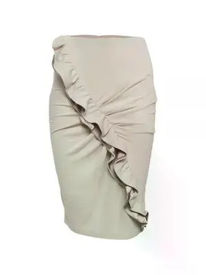 Emporio Armani Ruffle Pencil Midi Skirt - Neutrals