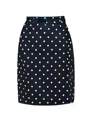 ROWEN ROSE Polka Dot Belted Skirt - Blue
