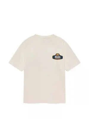 Rhude Logo-print Cotton T-shirt - Neutrals