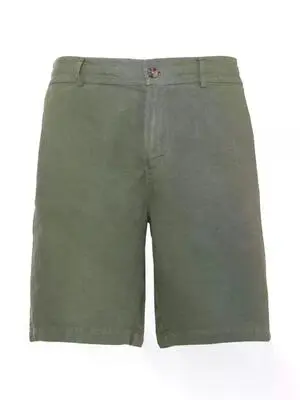 MC2 SAINT BARTH Embroidered Logo Linen Shorts - Green