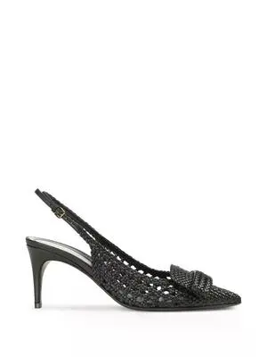 SERGIO ROSSI Braided Slingback Sandals - Black