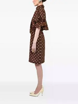 ROWEN ROSE Polka-dot Puffed-sleeve Dress