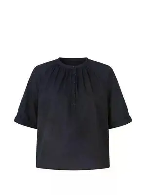 Officine Générale Gathered Detail Short Sleeve Blouse - Blue