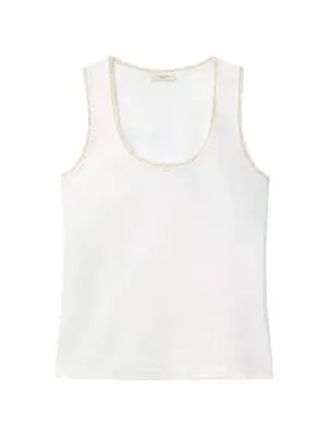 Lafayette 148 New York Crochet Trim Scoop Neck Tank Top