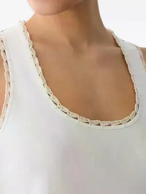 Lafayette 148 New York Crochet Trim Scoop Neck Tank Top