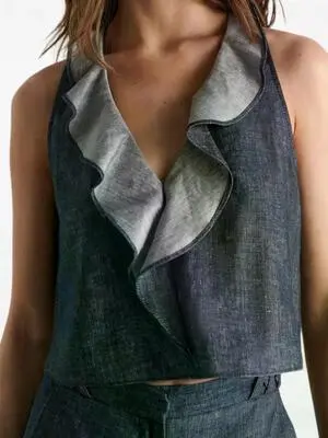 Dorothee Schumacher Indigo Ruffled Denim Top