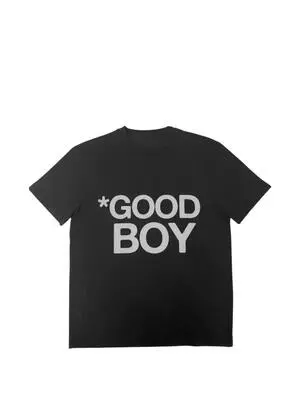 GEORDIE CAMPBELL Slogan Print Cotton T-shirt - Black