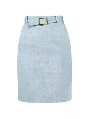 ROWEN ROSE Belted Denim Skirt - Blue