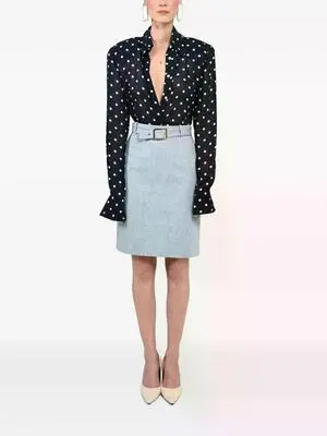 ROWEN ROSE Belted Denim Skirt
