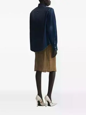 MUGLER Padded Shoulder Denim Shirt - Blue