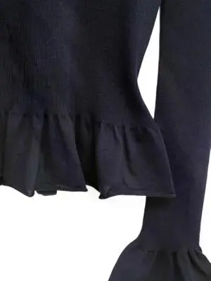 JIL SANDER Ribbed Knit Sweater With Ruffled Details