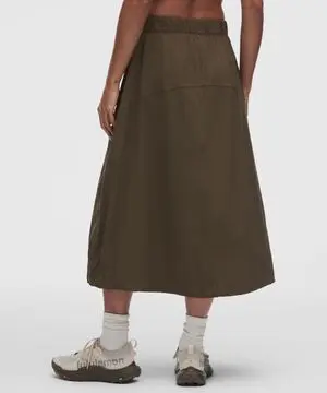 Lululemon Lululinen Adjustable-hem Maxi Skirt - Olive Brown