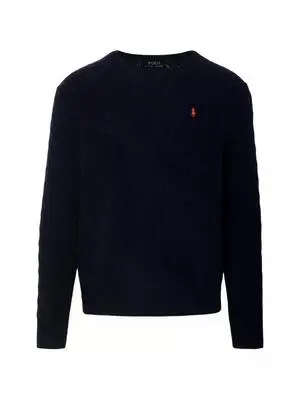 Polo Ralph Lauren Cable Knit Pony Motif Sweater - Blue