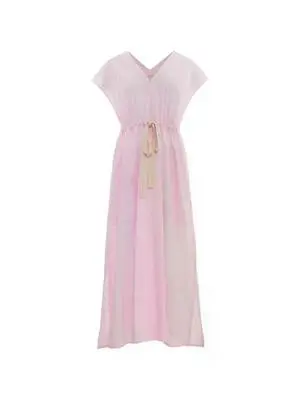 LEE MATHEWS V-neck Midi Dress - Pink