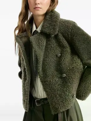 Brunello Cucinelli Double-breasted Shearling Coat - Grey