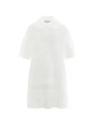 LEE MATHEWS Victoria Ruffled Pintuck Mini Dress - White