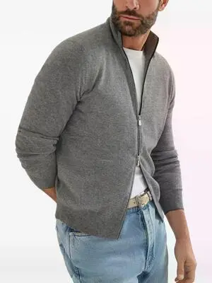 Brunello Cucinelli Cashmere High-neck Zipper Cardigan - Grey