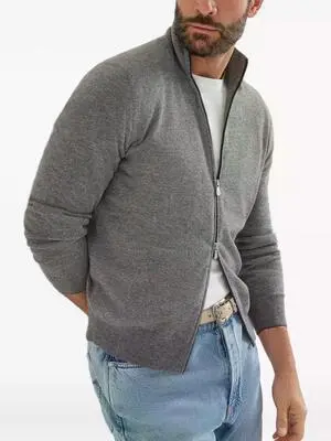 Brunello Cucinelli Cashmere High-neck Zipper Cardigan - Grey