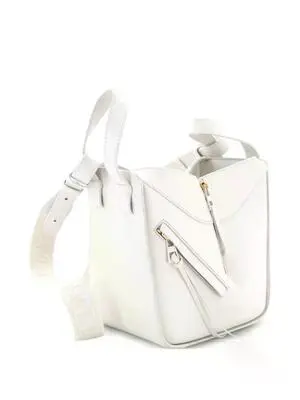 Loewe Monochrome Hammock Bag With Logo Jacquard Strap - White