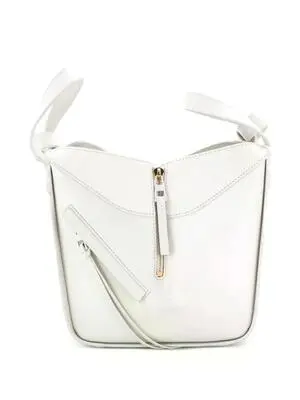 Loewe Monochrome Hammock Bag With Logo Jacquard Strap - White
