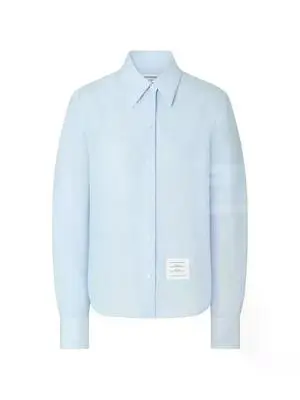 Thom Browne 4-bar Linen Shirt - Blue