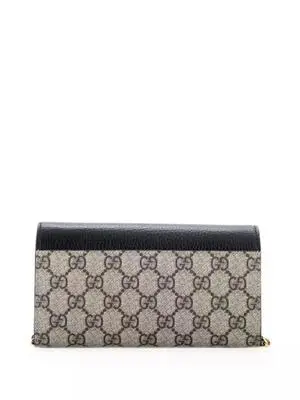 Gucci Gg Marmont Continental Chain Wallet In Gg Coated Canvas And Leather - Black