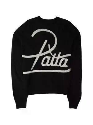 PATTA Hearted Logo-jacquard Jumper - Black