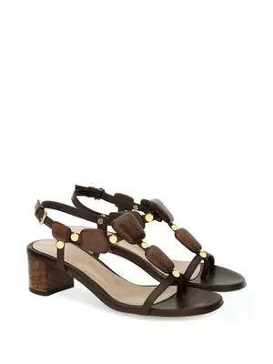 GIANVITO ROSSI Munduk Wood-embellished Heeled Sandals - Brown