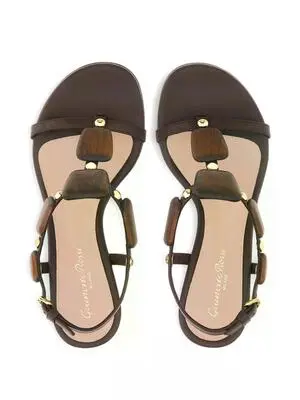 GIANVITO ROSSI Munduk Wood-embellished Heeled Sandals - Brown