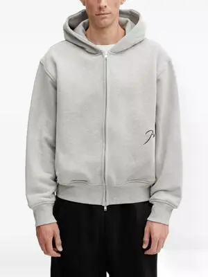 Rhude Logo-embroidered Zip-up Hoodie - Grey