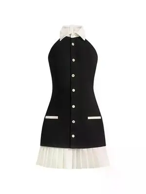 Manière De Voir Jasmine Halterneck Pleated Mini Dress - Black