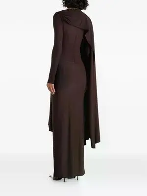 Manière De Voir Maniera De Voir Edena Asymmetric Ruched Draped Maxi Dress - Brown