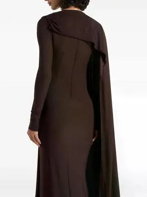 Manière De Voir Maniera De Voir Edena Asymmetric Ruched Draped Maxi Dress - Brown