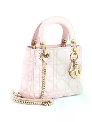 Dior Lady Chain Bag Cannage Quilt Lambskin Mini Satchel - Pink