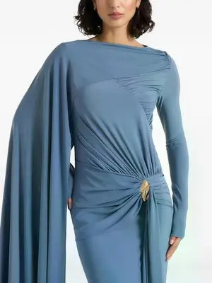 Manière De Voir Edena Asymmetric Ruched Draped Maxi Dress