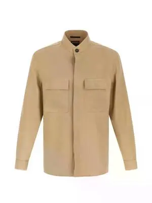 Zegna Oasi Lino Mandarin-collar Overshirt - Neutrals