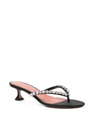 Amina Muaddi Gigi Thong Crystal-embellished Sandals - Black