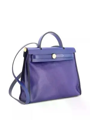Hermès Herbag Zip Berline 31 Shoulder Bag In Vache Canvas And Leather - Blue