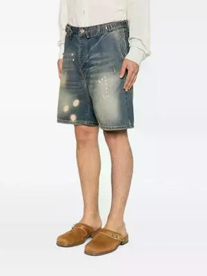 YES LONDON Distressed Bleached Denim Shorts