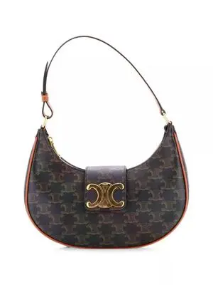 Celine Ava Triomphe Shoulder Bag In Triomphe Coated Canvas - Brown