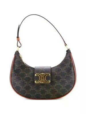 Celine Ava Triomphe Shoulder Bag In Triomphe Coated Canvas - Brown