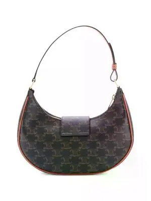 Celine Ava Triomphe Shoulder Bag In Triomphe Coated Canvas - Brown