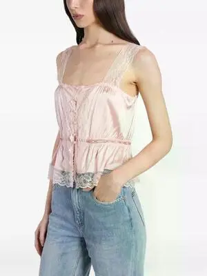 Alice + Olivia Annabeth Lace-trimmed Ruffled Top
