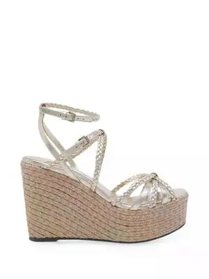 JIMMY CHOO Nyra Braided-strap Wedge Sandals - Gold