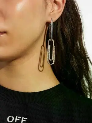 Off-White Crystal-embellished Paperclip Drop Earrings