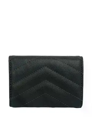 Saint Laurent 2013-2026 Grain De Poudre Monogram Trifold Wallet Small Wallets - Grey